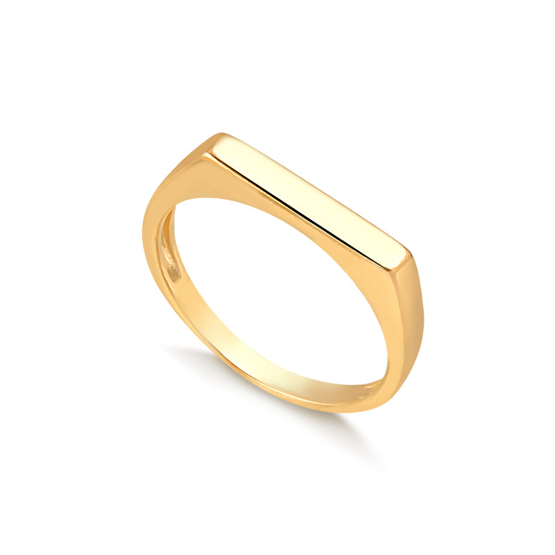 Anel quadrado liso em cima dourado
