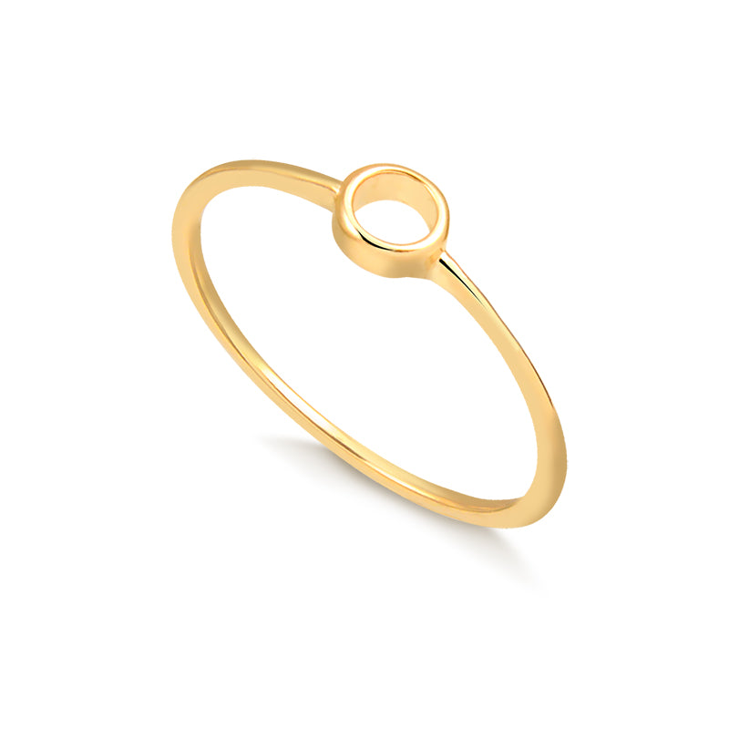 Anel oval vazado slim com banho de ouro 18k