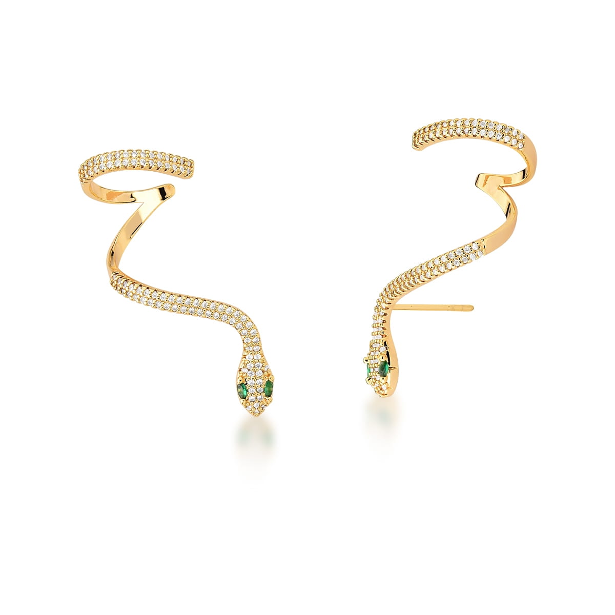 Brinco snake cravejado dourado